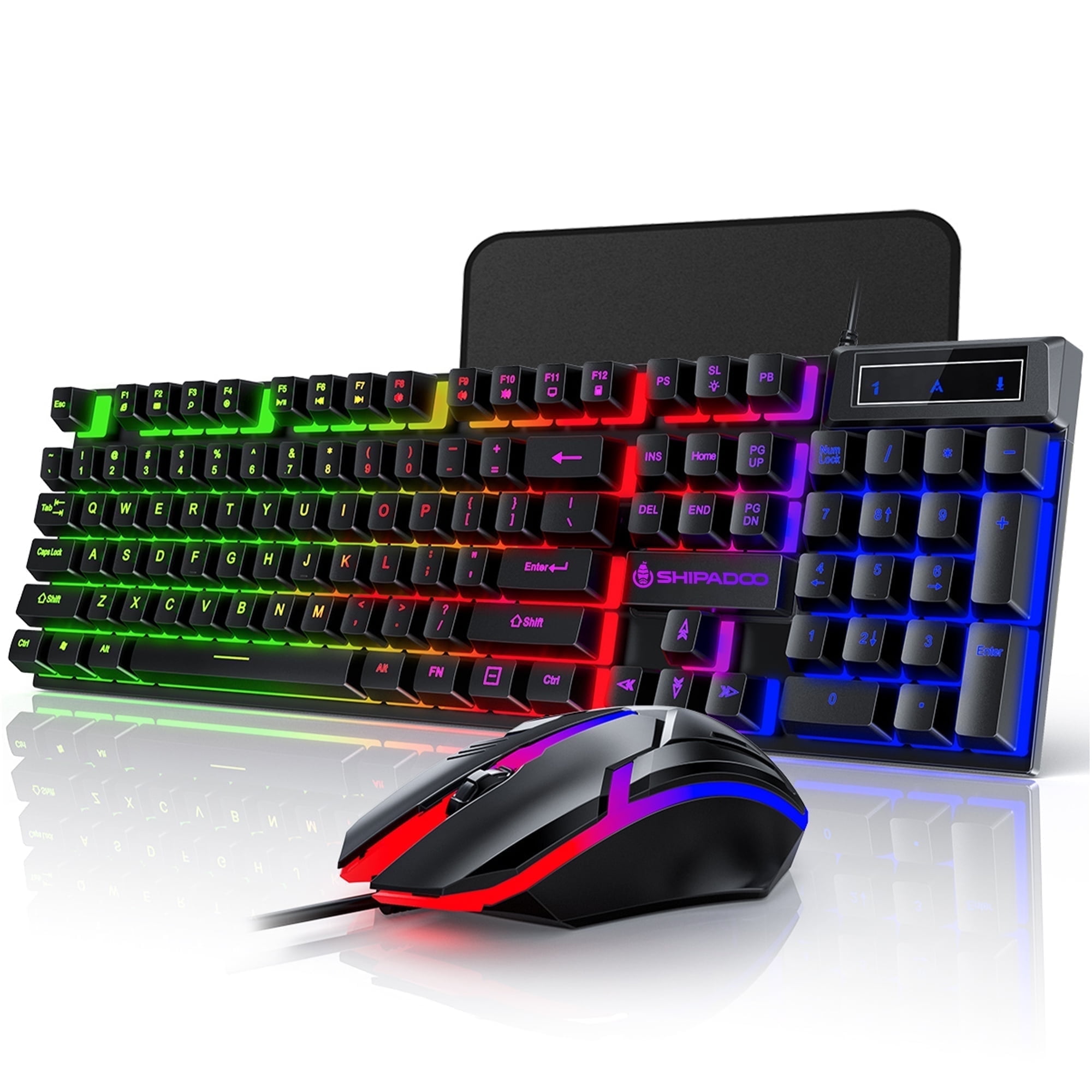 Gaming Keyboard & Mouse, 104 Keys LED RGB Backlit Quiet Computer ...