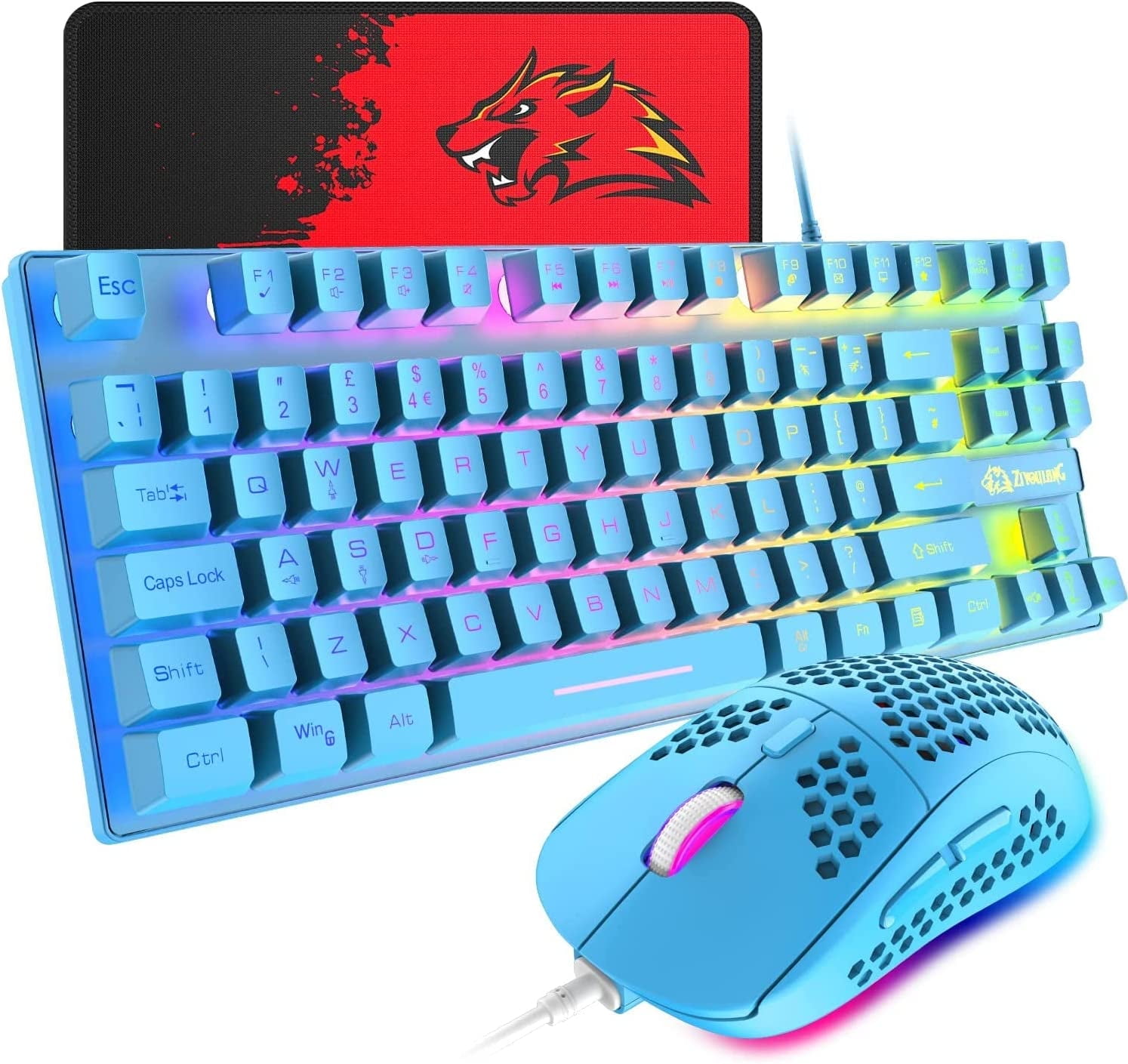 Walmart Gaming Keyboard & Mouse Combo, 88 Keys, Rainbow Backlit, 6400 ...