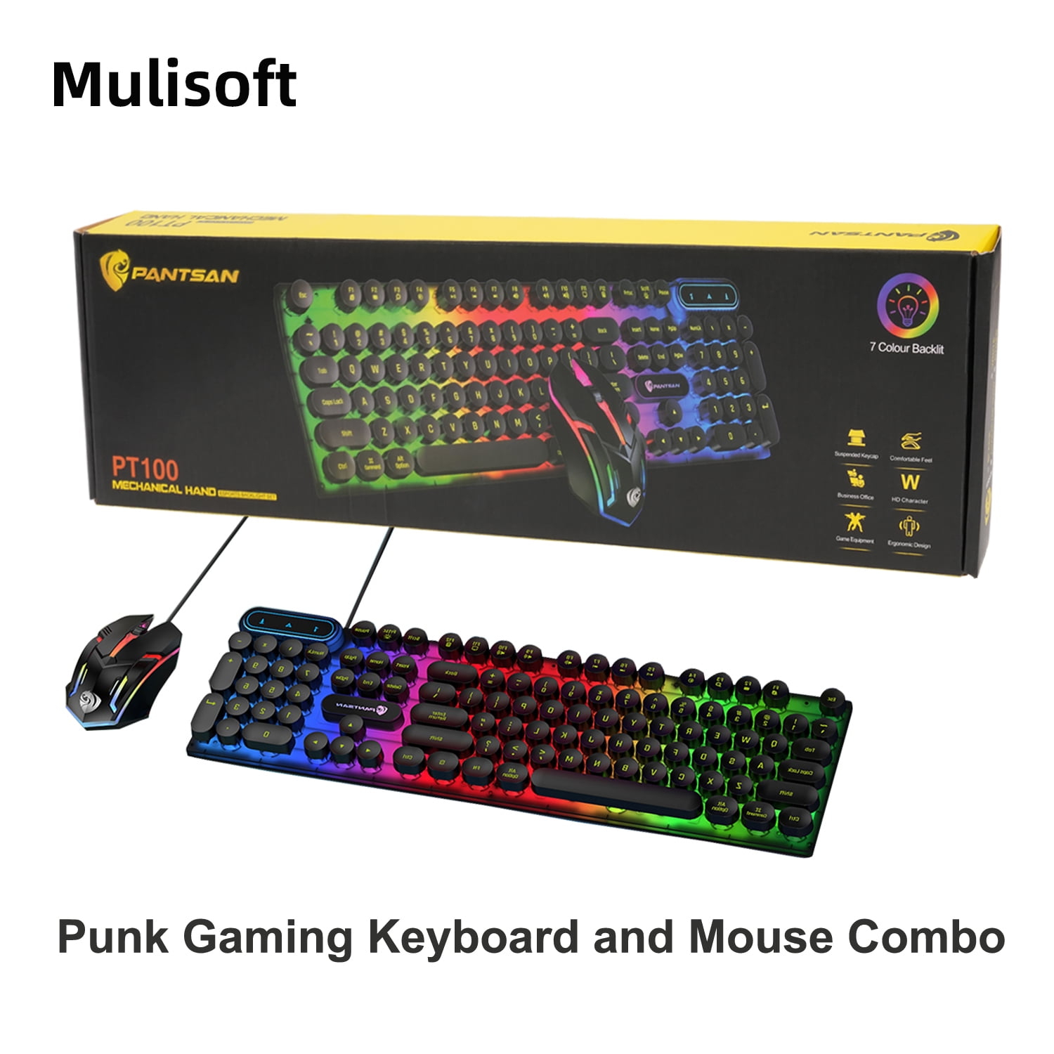 Gaming Keyboard And Mouse Combo Black Retro Punk Gaming Keyboard With
