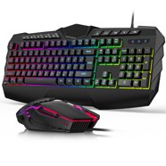 Rainbow LED Backlit Wired Gaming Keyboard and Mouse Combo for PC, PS4 ...