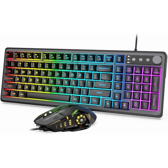 Gaming Keyboard and Mouse Combo - RGB Backlit 14 Lighting Effects USB ...