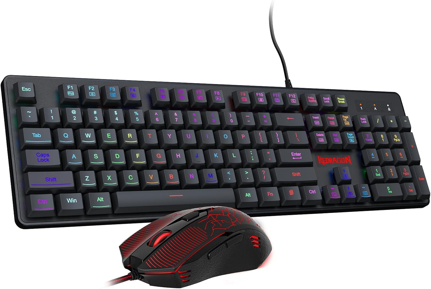Gaming Keyboard and Mouse, Rainbow LED Backlit Multimedia PC Gaming ...