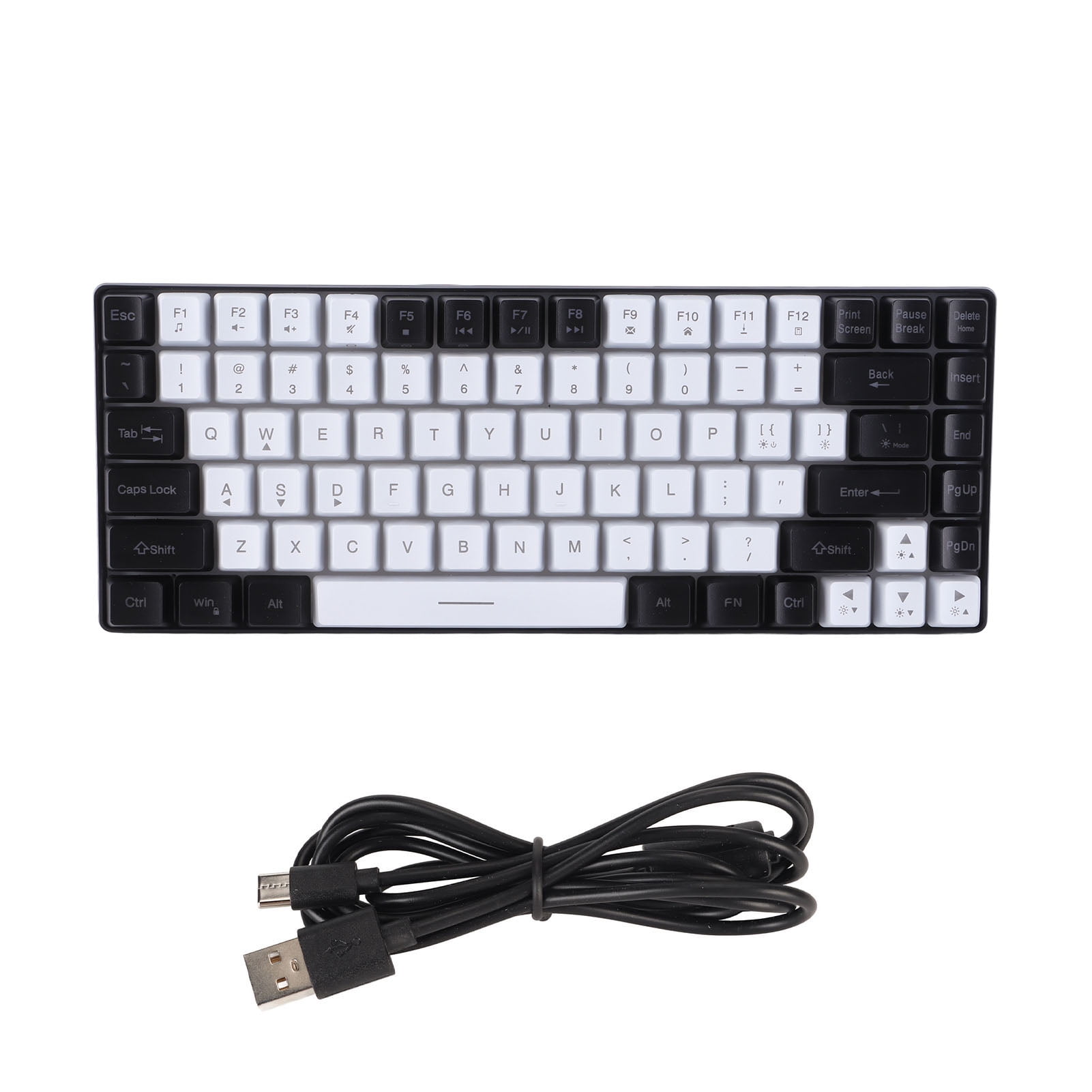 Gaming Keyboard Type C 84 Keys RGB Backlit Ergonomically Curved Quiet ...