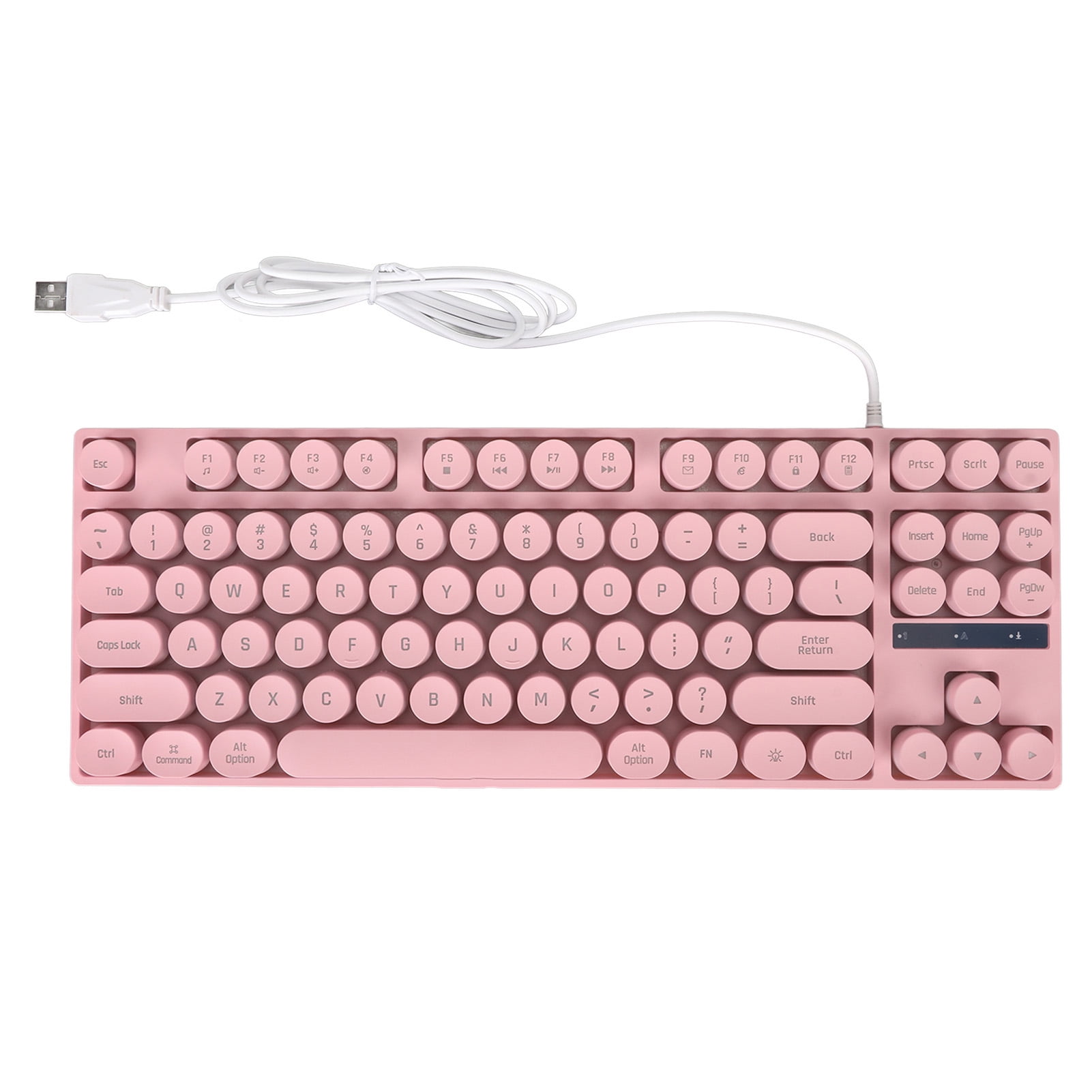 Gaming Keyboard USB Round 87 Keys Colorful Backlit Ergonomic Mechanical ...