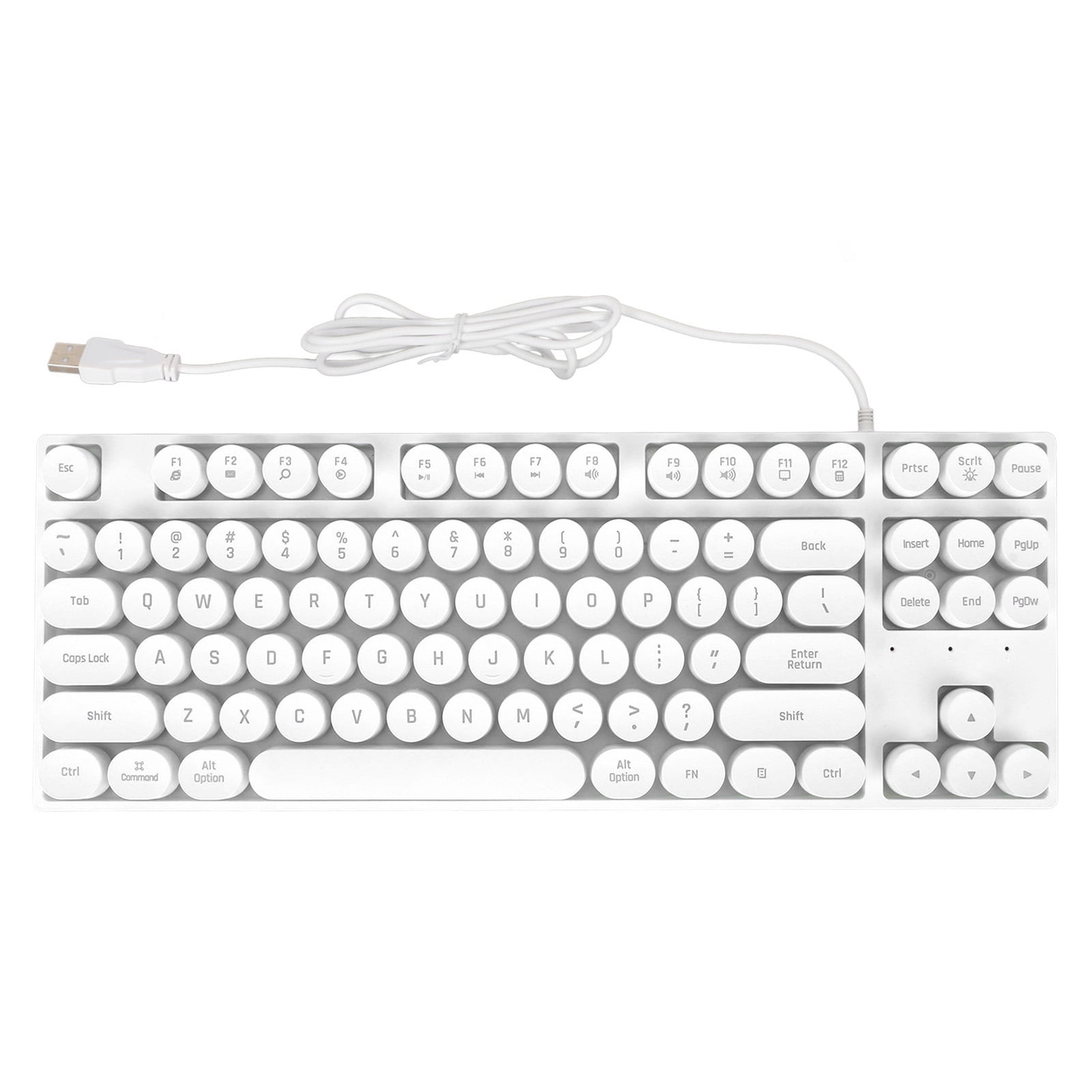 Gaming Keyboard USB Round 87 Keys Colorful Backlit Ergonomic Mechanical ...