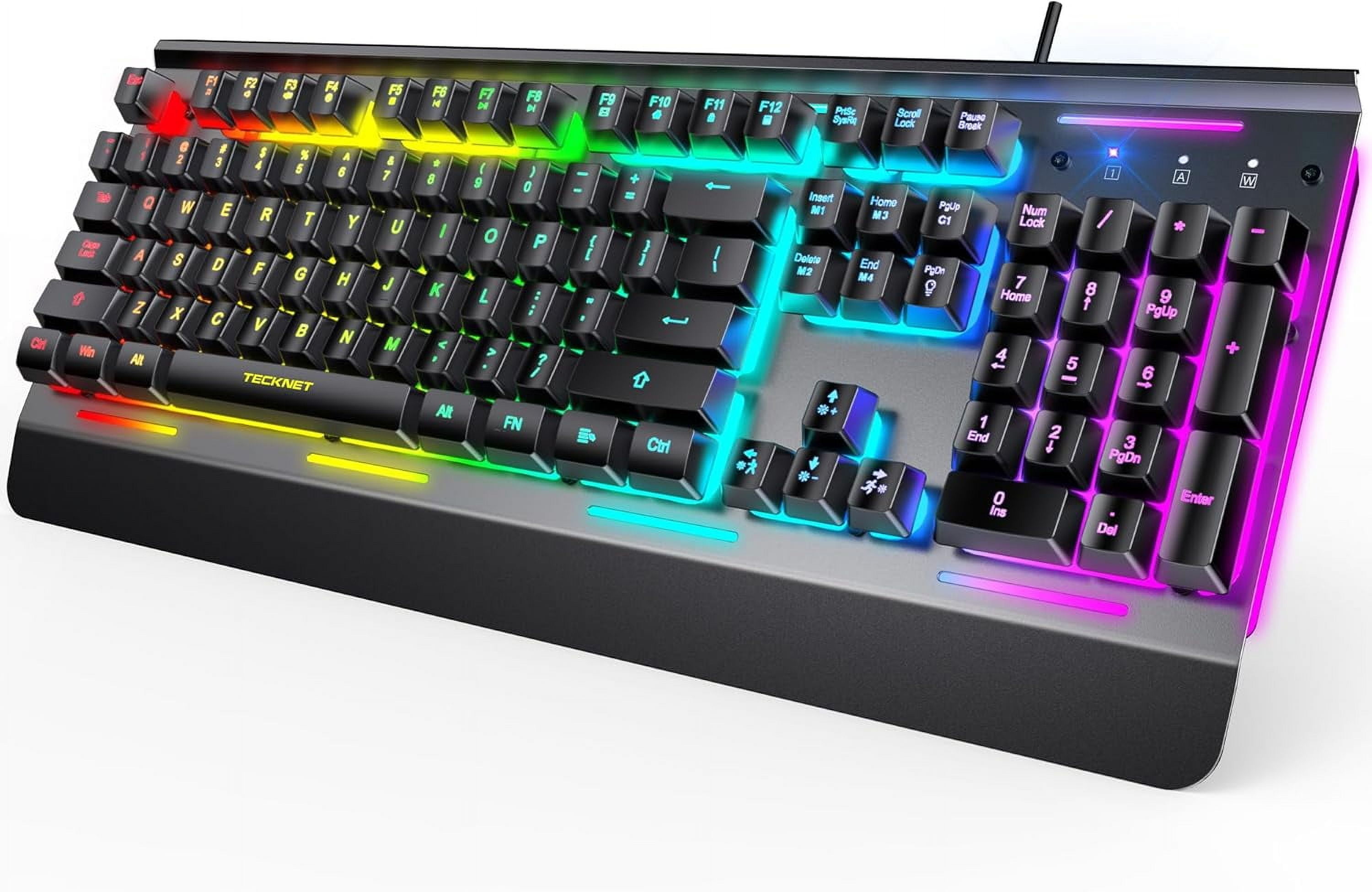 Gaming Keyboard, USB Wired Computer Keyboard, 15-Zone RGB Illumination ...