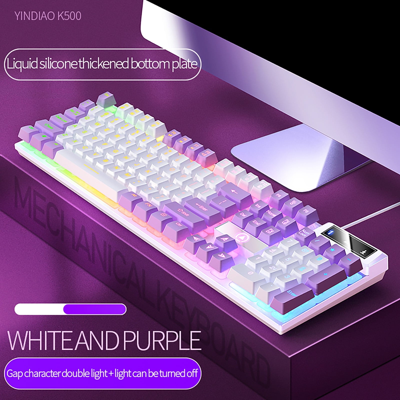 Gaming Keyboard USB Wired Floating Keyboard,Ergonomic Water Mechanical ...