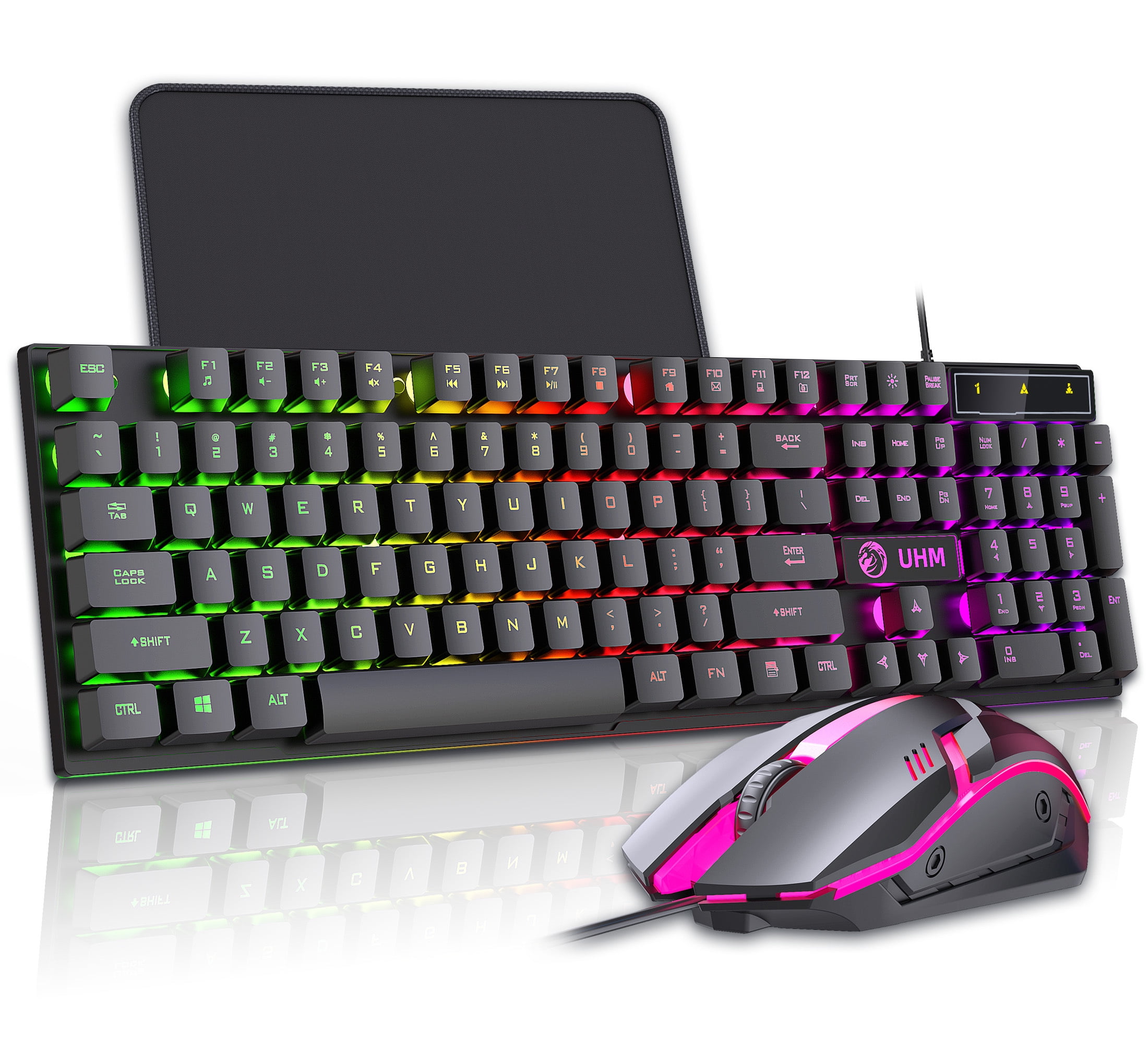 Gaming Keyboard and Mouse Combo,104Keys Full-Sized Ergonomic Computer ...