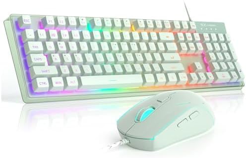 Gaming Keyboard and Mouse Combo, K1 RGB LED Backlit Keyboard with 104 ...