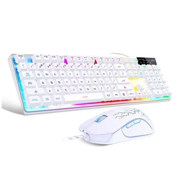 Gaming Keyboard and Mouse Combo, K1 RGB LED Backlit Keyboard with 104 ...