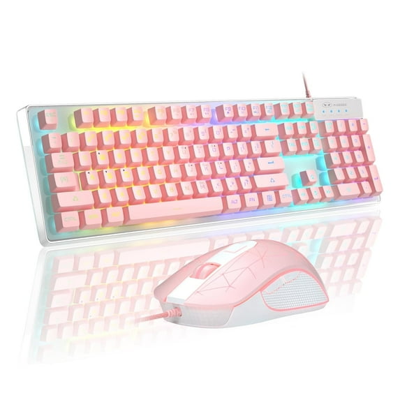 Gaming Keyboard and Mouse Combo, K1 RGB LED Backlit Keyboard with 104 ...