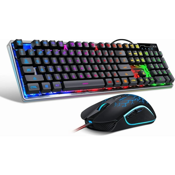 Gaming Keyboard and Mouse Combo, K1 RGB LED Backlit Keyboard with 104 ...