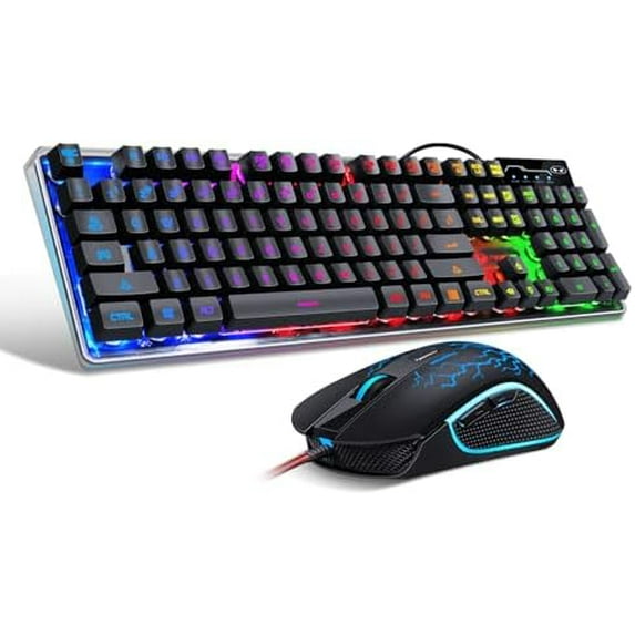 Gaming Keyboard and Mouse Combo, K1 RGB LED Backlit Wired Keyboard with ...