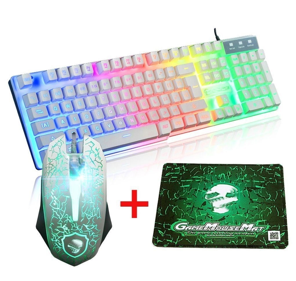 Gaming Keyboard and Mouse Combo RGB Rainbow Backlit Keyboard+2400 ...