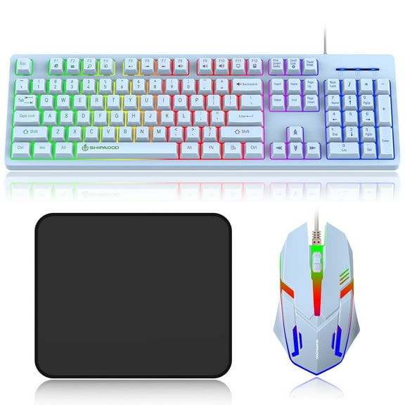 Onn+ Wired LED Gaming Keyboard with Backlit RGB Rainbow Zones, 104-Key ...