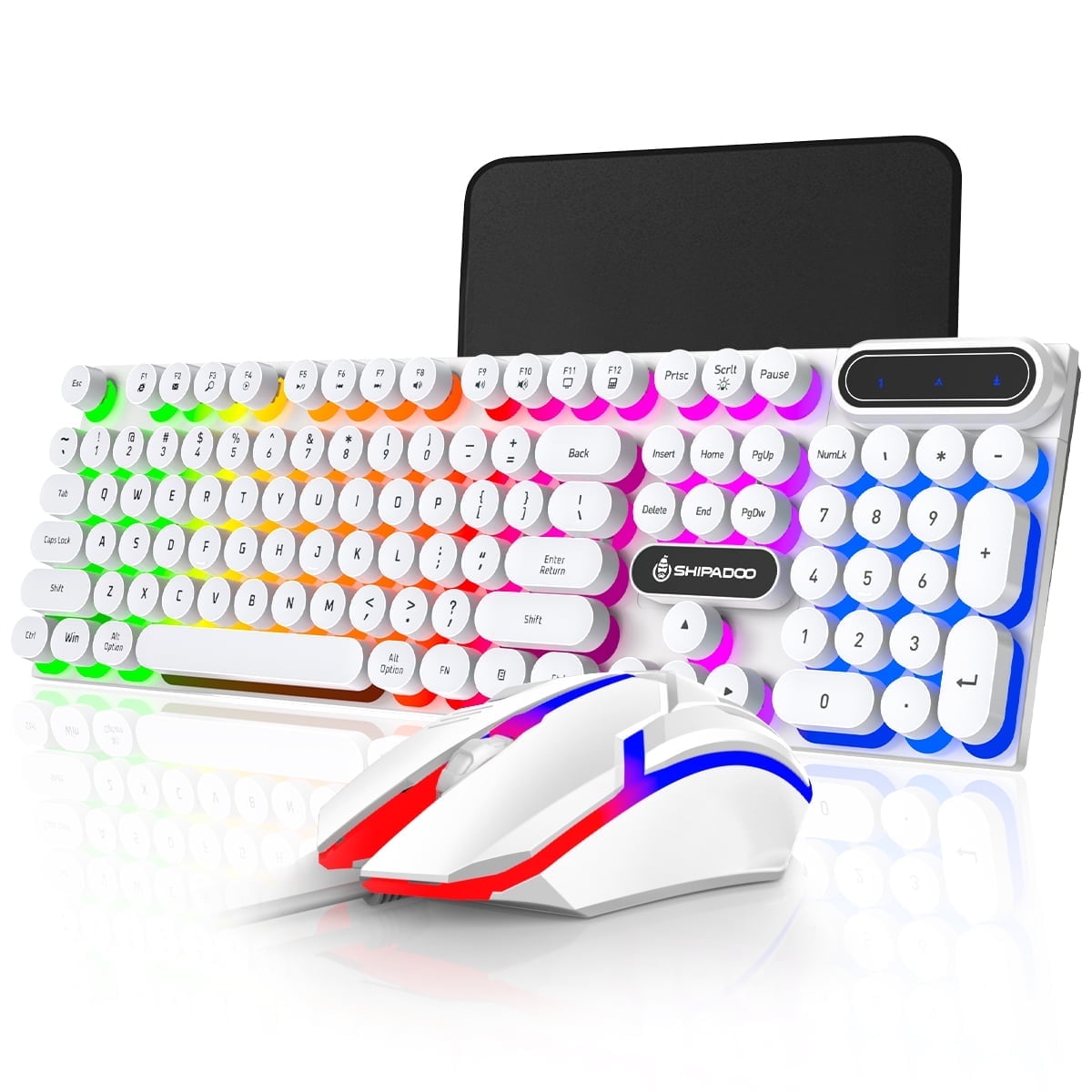 Wired Keyboard & Mouse Combo, Retro Punk RGB Backlit Gaming Keyboard ...