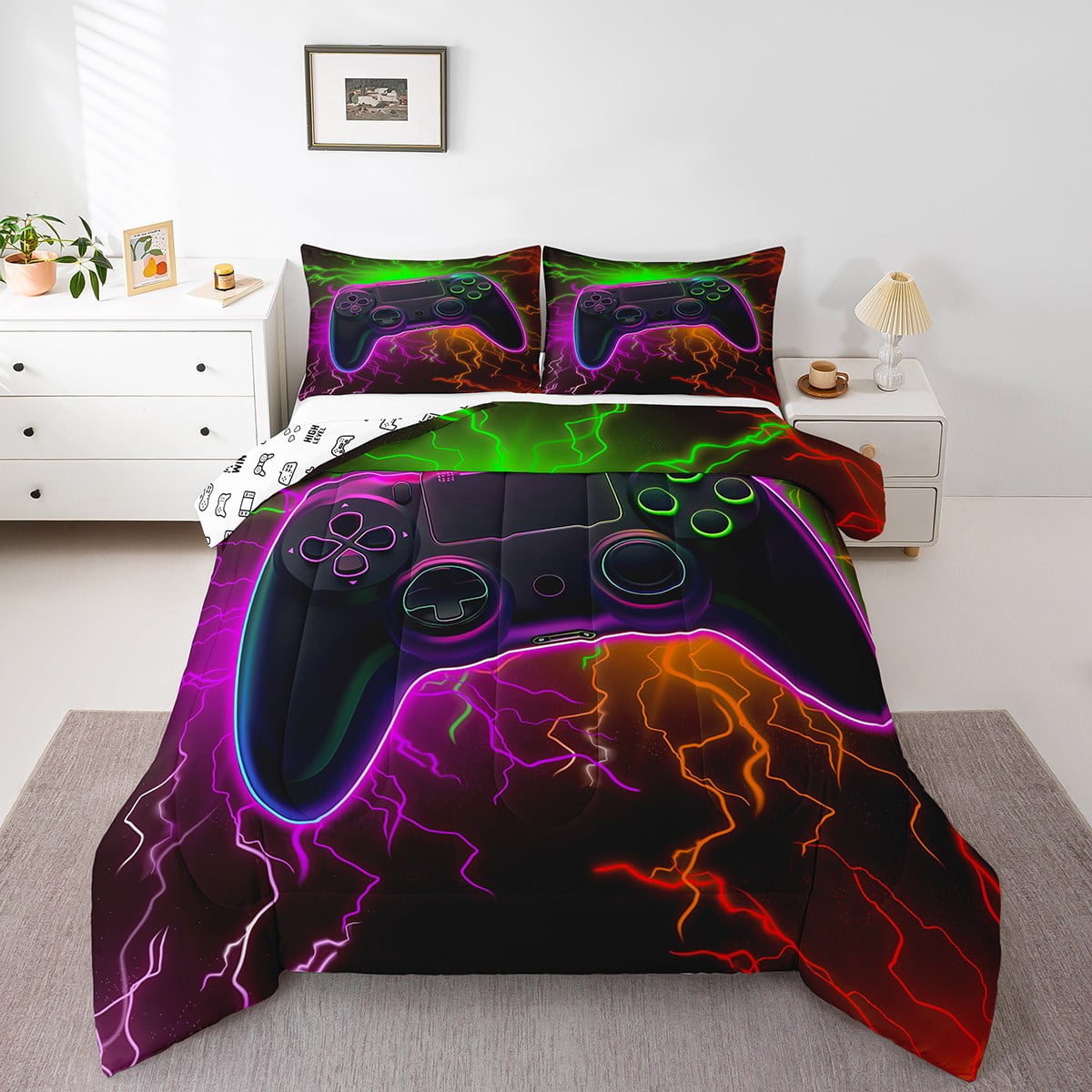 Gaming Kids Queen Comforter Set - Gamer Comforter Boys Queen Size ...