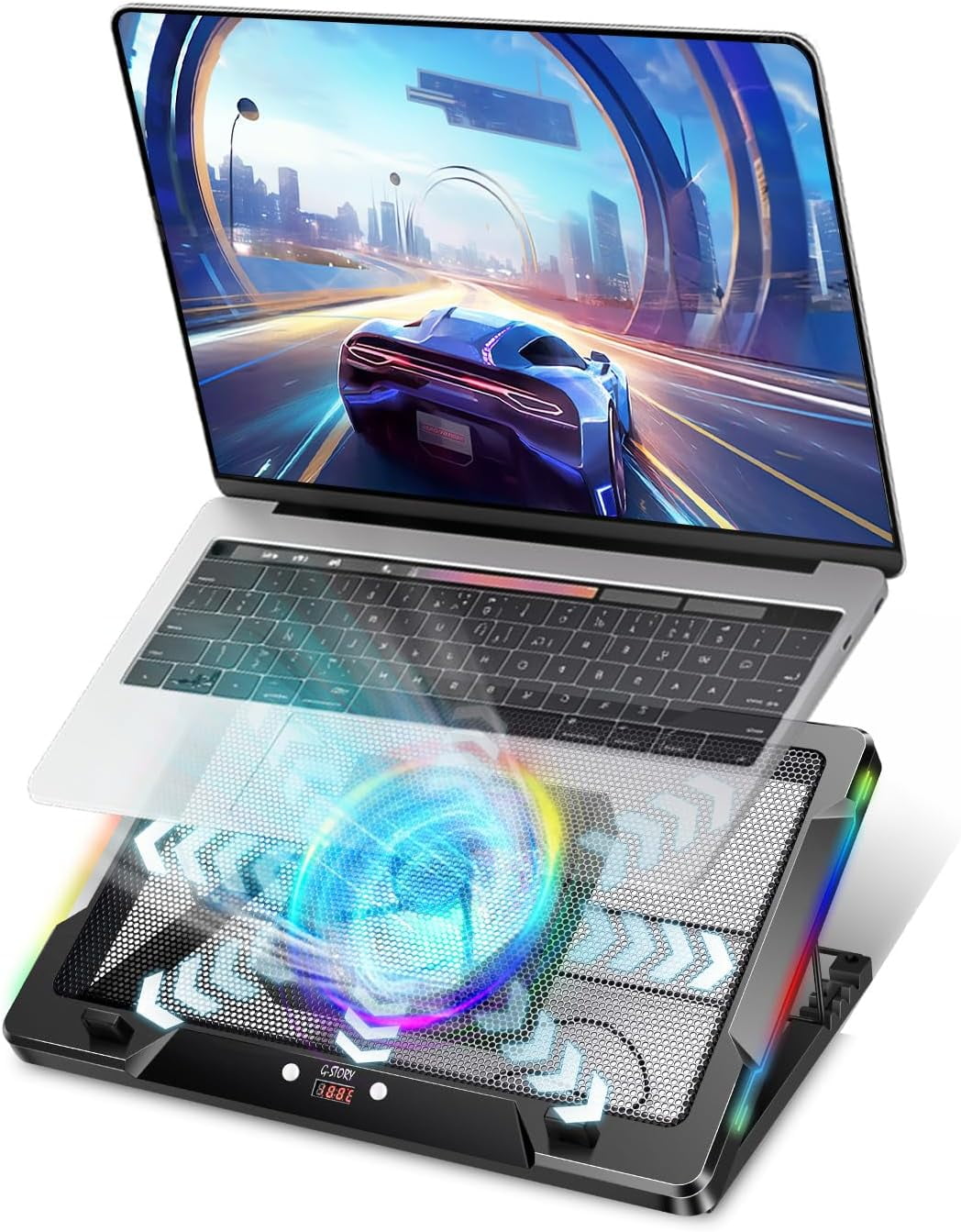Gaming Laptop Cooling Pad with Movable Fan and Automatic Speed ...