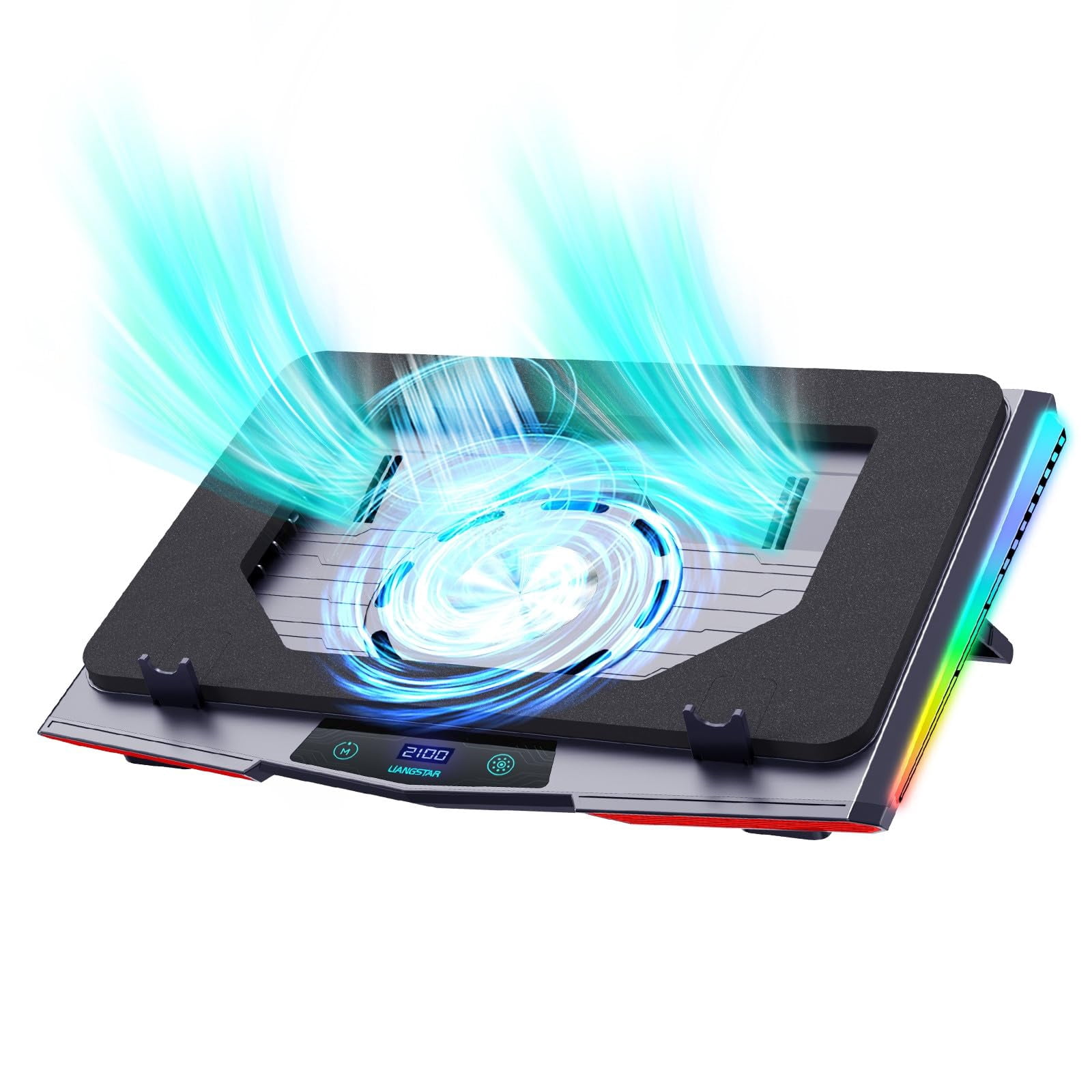 Gaming Laptop Cooling Pad, RGB Laptop Cooler with 3 Powerful Turbofans ...