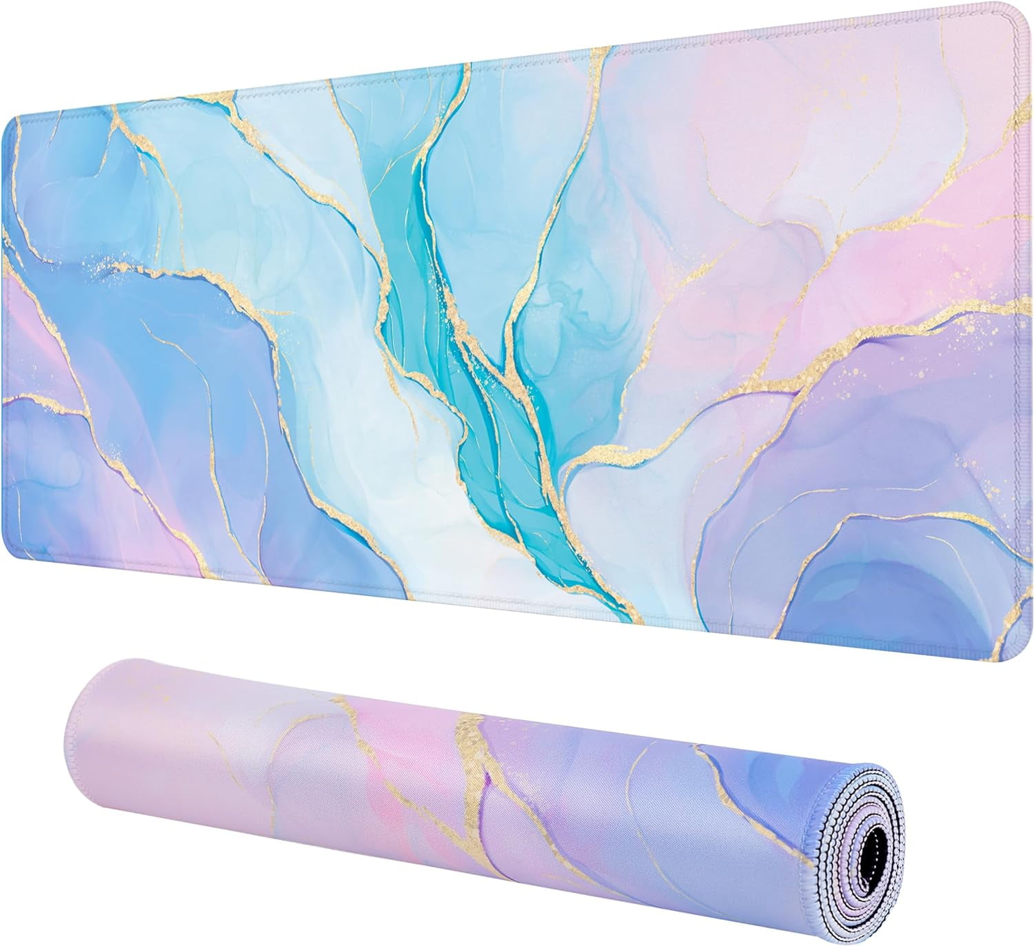 Gaming Laptop Cyan Blue Mouse Pad,Marble Watercolor Desk Mat, Big Mice ...