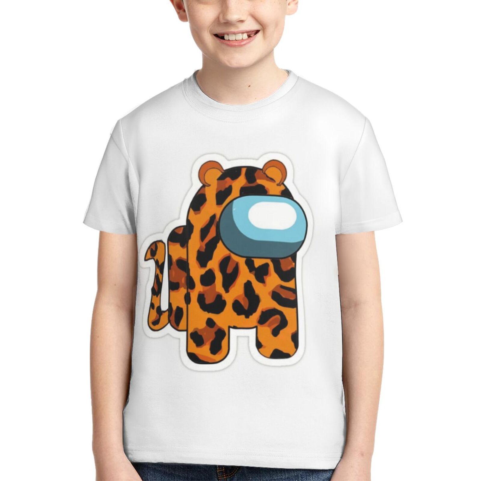 Gaming Leopard Among-Us Imposter Crewmate T Shirt - Cotton Short Sleeve ...