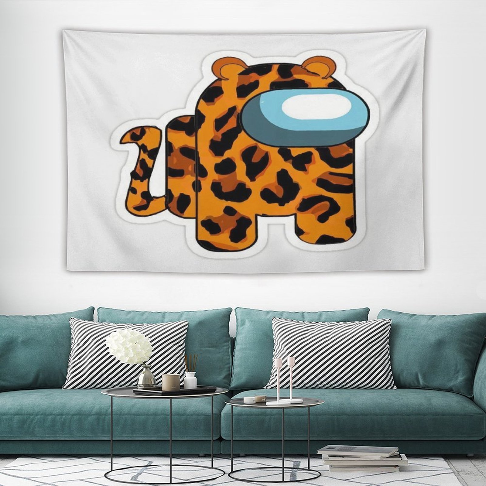 Gaming Leopard Among-Us Imposter Crewmate Tapestry,Gaming Leopard Among ...