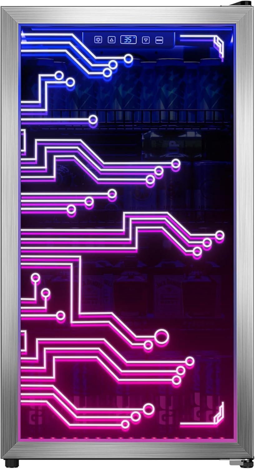 Gaming Light Up Beverage Refrigertor, Led Lighting Door 120 Cans ...