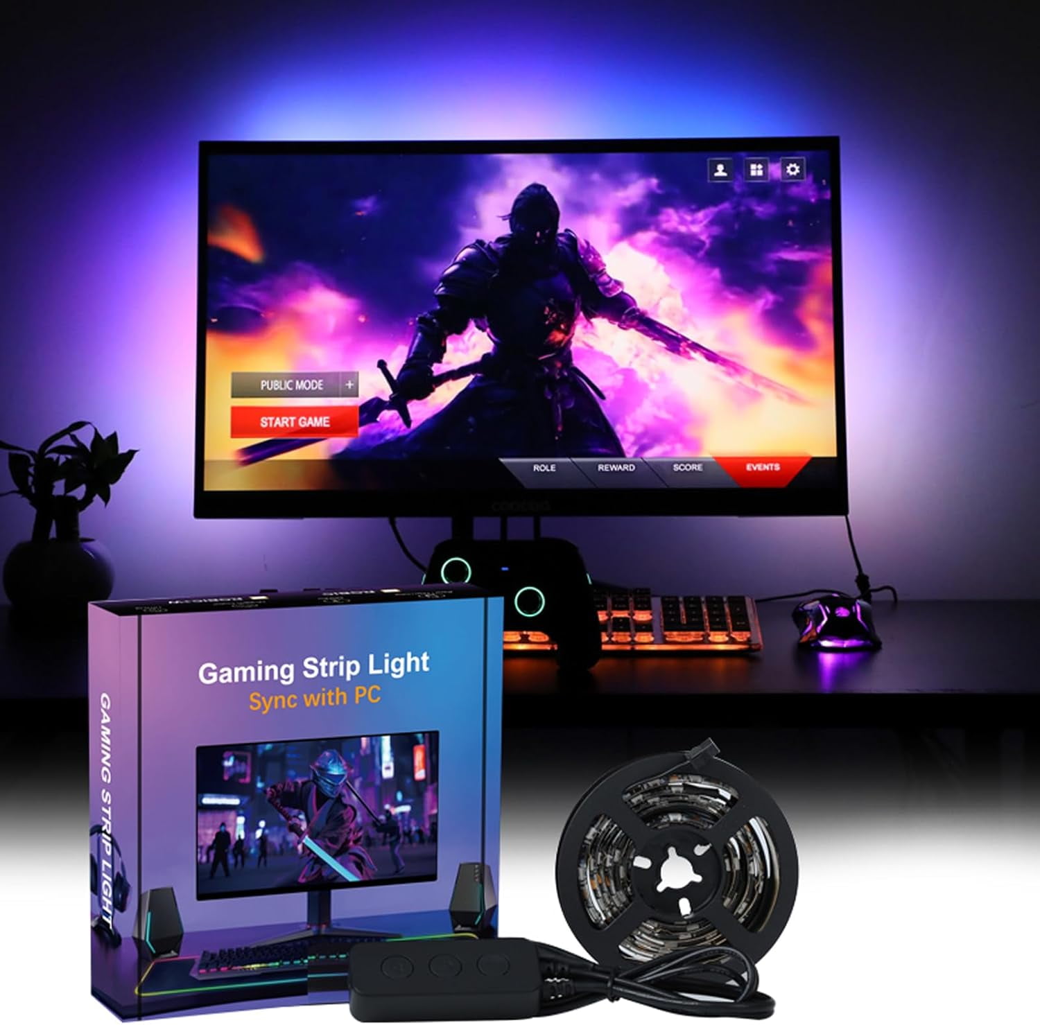 Gaming Lighting Sync PC Backlight 16 Million Color USB Powered RGB IC ...