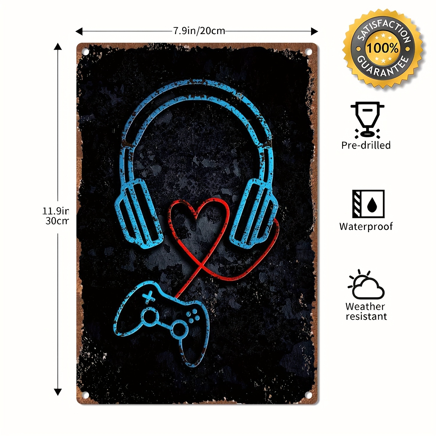 Gaming Love Headphones And ControllerRetro Metal Tin Sign Vintage Sign ...