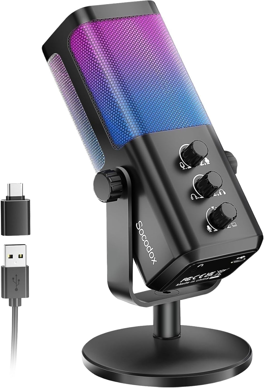 Socodox RGB Gaming Microphone with Game Voice Balance & Noise ...
