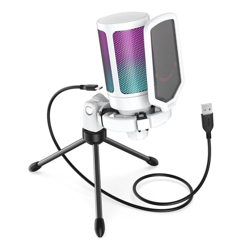 Gaming Microphone for Podcast Recording, Dynamic RGB Mic with Quick ...