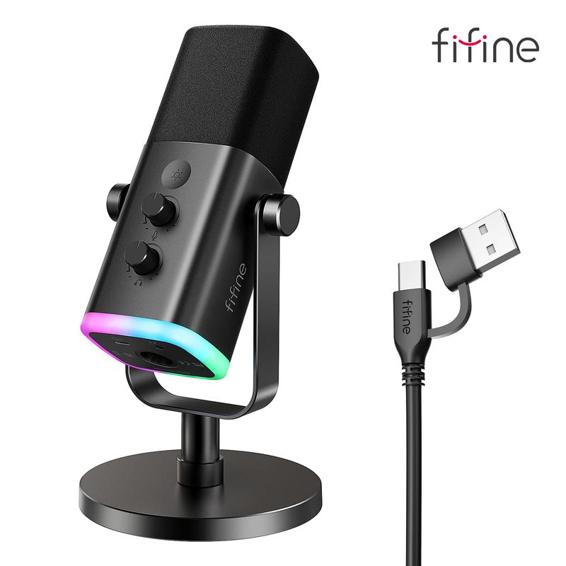Gaming Microphone for Podcast Recording, Dynamic RGB Mic with Quick ...