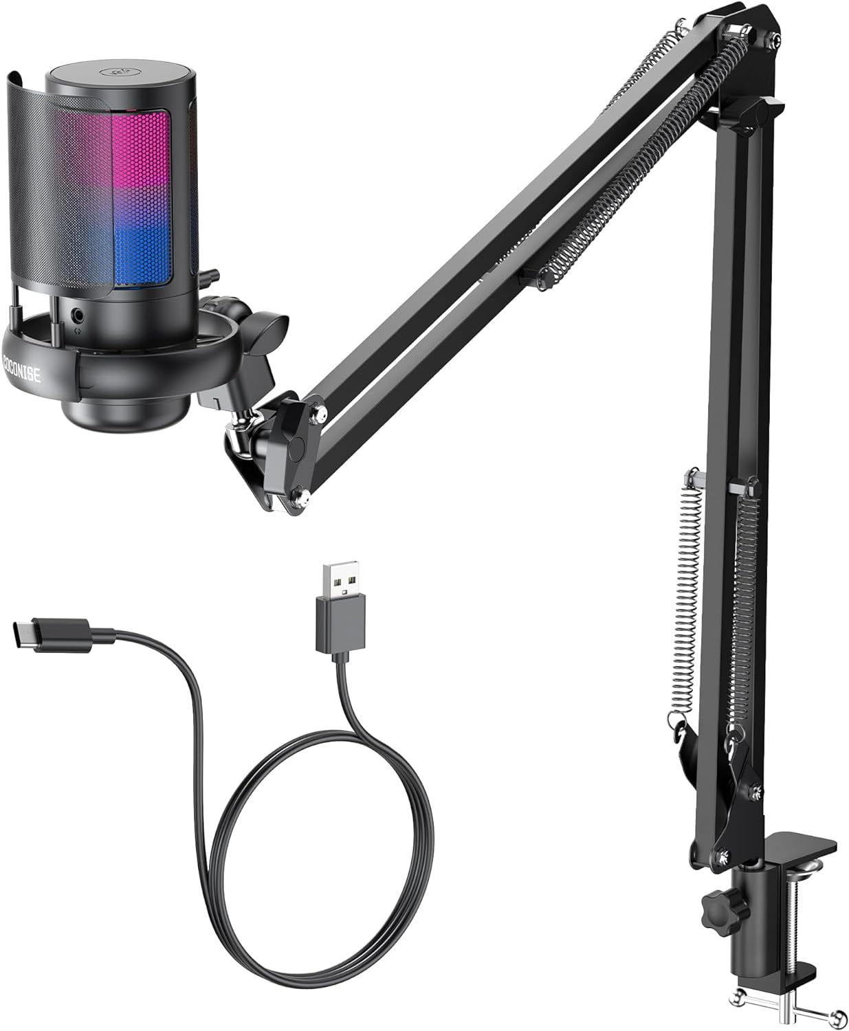 Gaming Microphone, USB PC Mic for Podcasts Videos, Streaming, Condenser Mic with Quick Mute ...