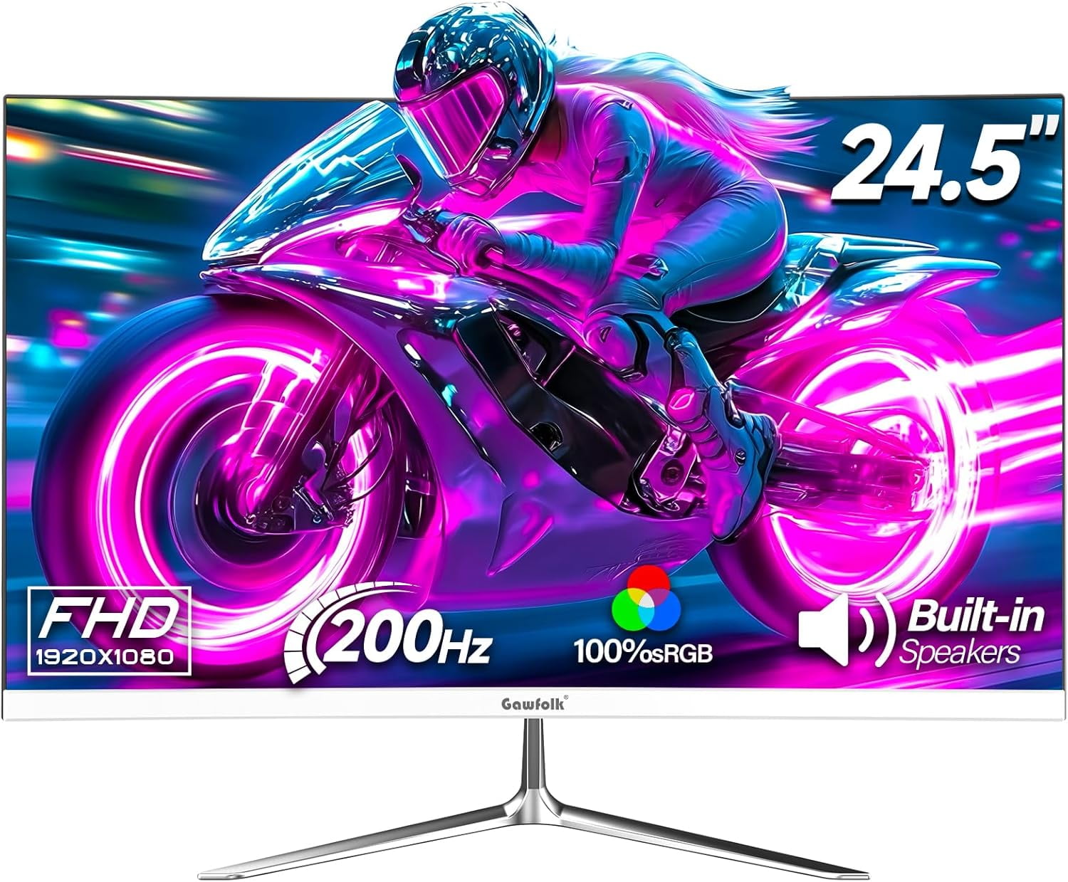 Gaming Monitor 24.5 Inch 200Hz Built-in Speakers, 180hz PC Monitor FHD ...