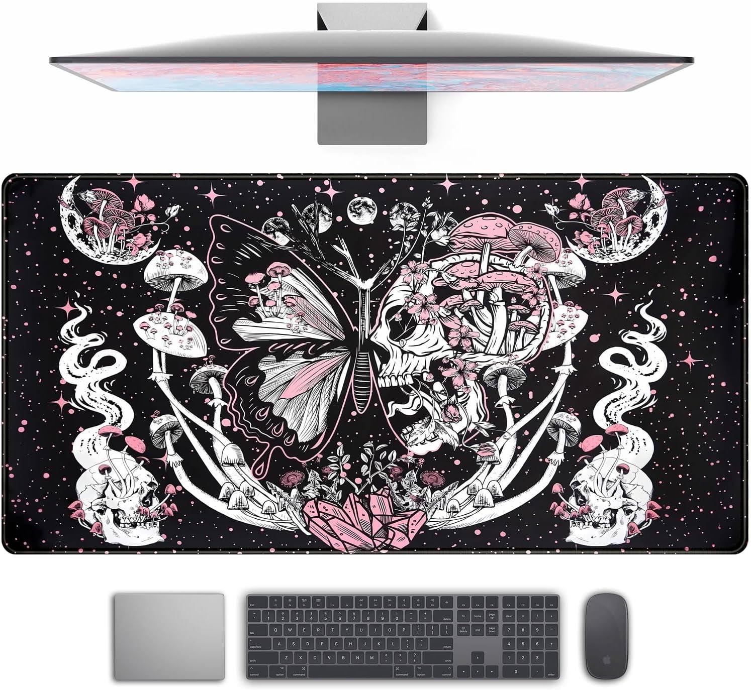 Gaming Mouse Pad Black Human Skeleton Skull Desk Mat Extended Large ...