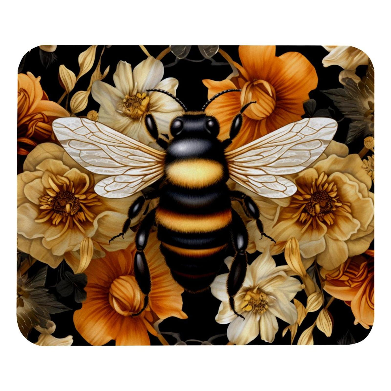 Gaming Mouse Pad, Bumble Bee Flying on Flower Prints Mouse Mat for Desk ...