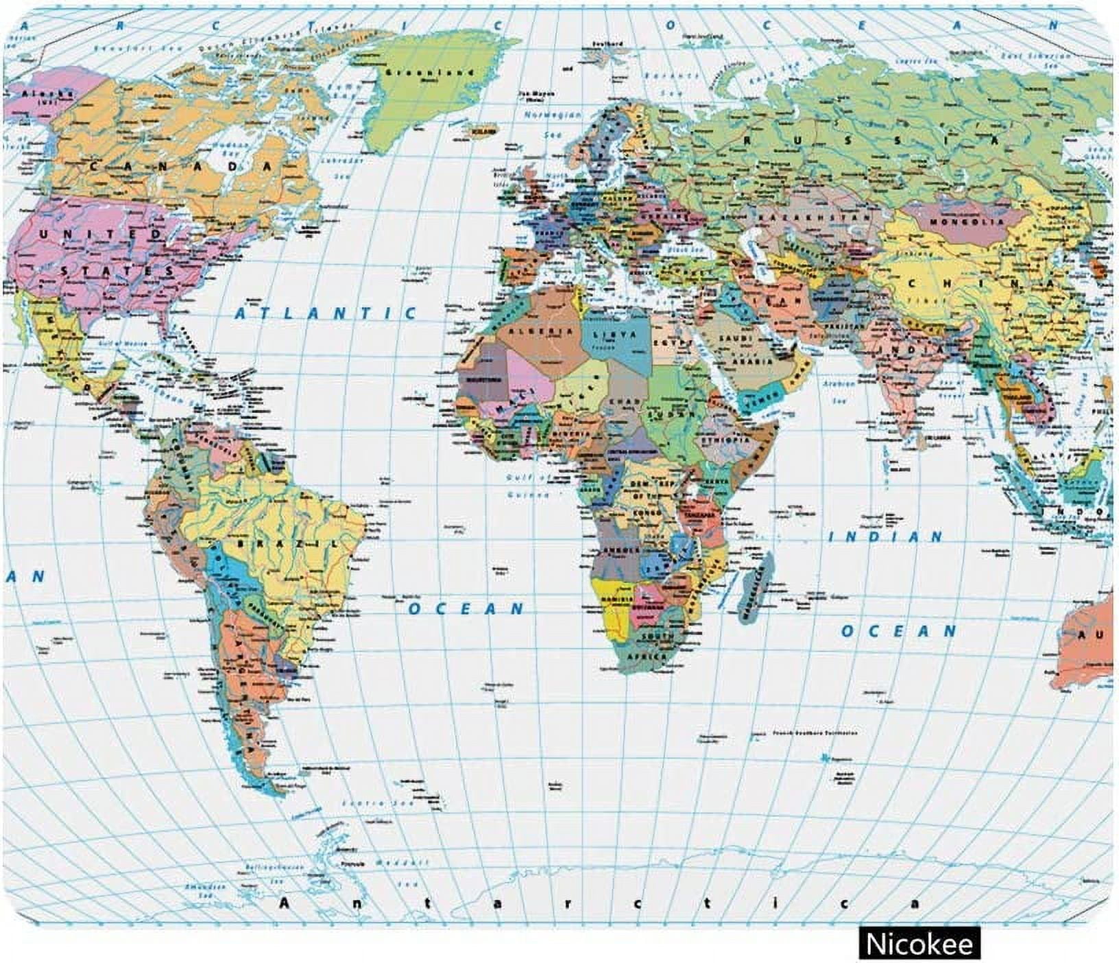 Gaming Mouse Pad Colored World Map Borders Countries Roads and Cities ...