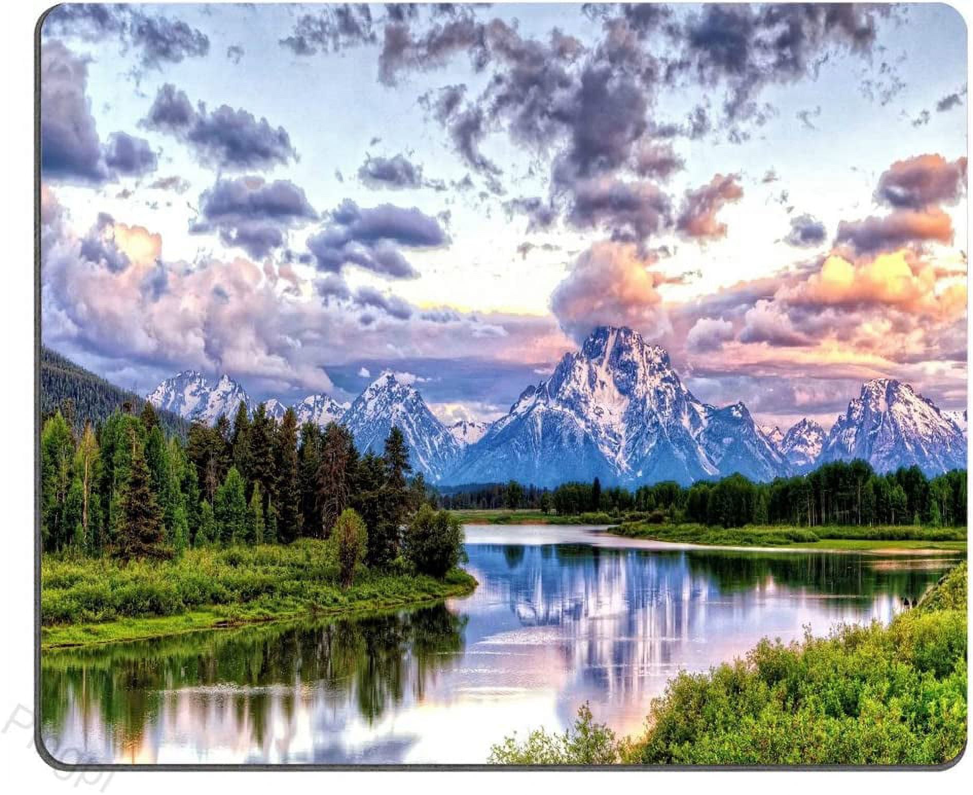 Gaming Mouse Pad Custom Grand Teton Snowy Mountains Lake Landscape, 9.5 ...