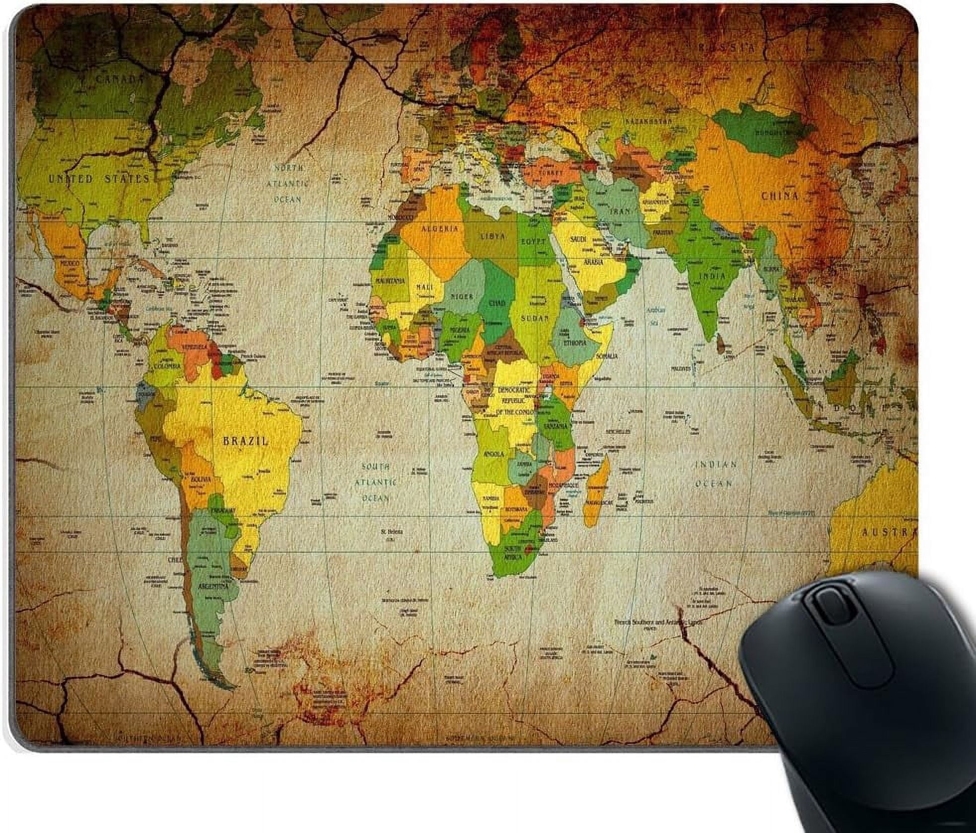 Gaming Mouse Pad Custom,World Map Mousepad Mouse Pad Mat Non-Slip Thick ...