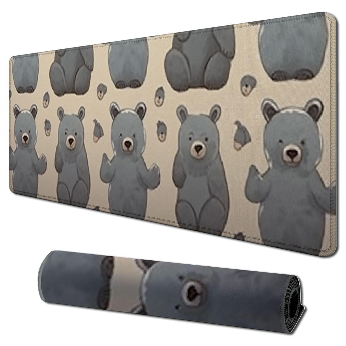 Gaming Mouse Pad Cute Cartoon Blue Bear Large Mouse Pad Animal Drawing ...