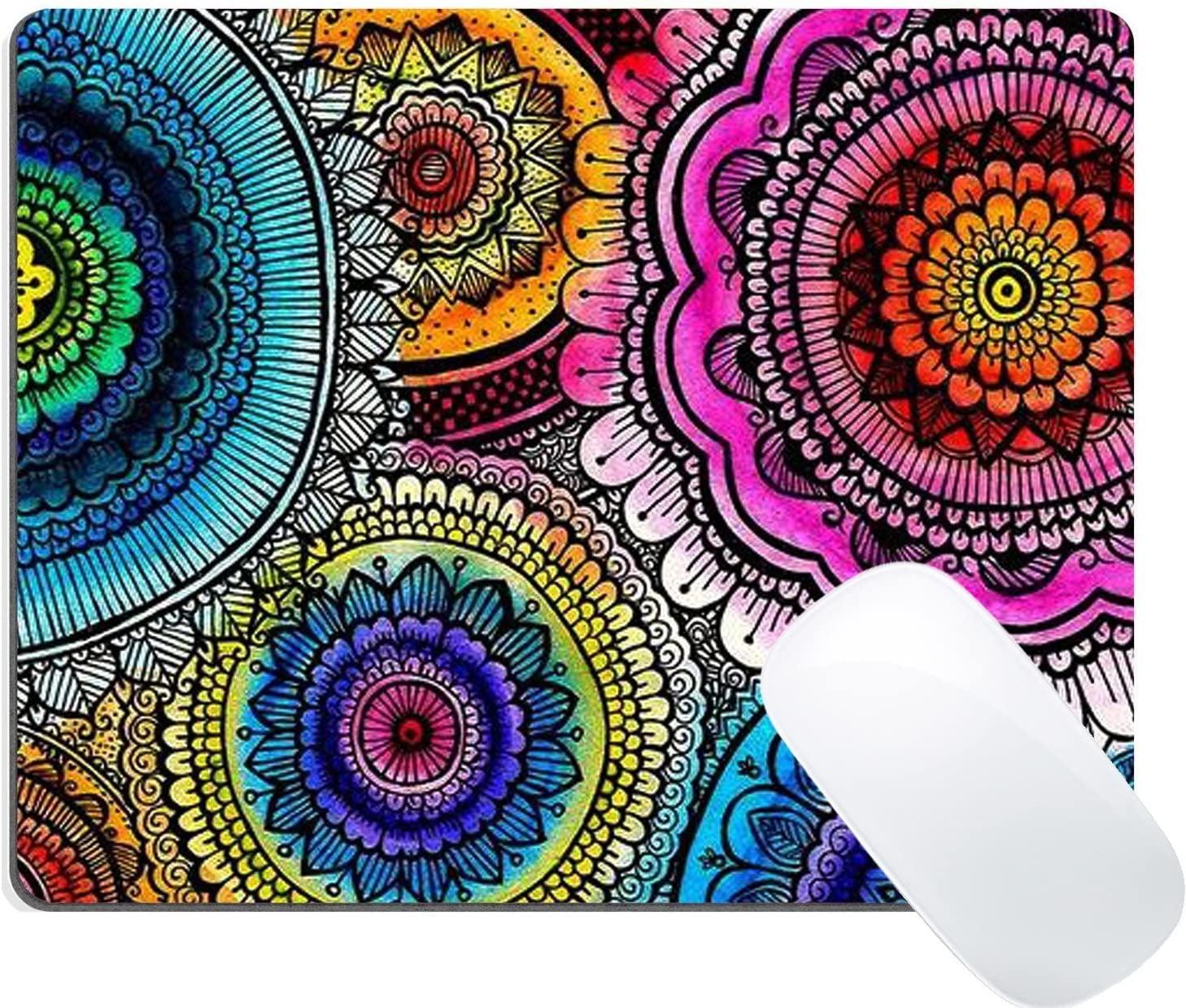 Gaming Mouse Pad Design Mat, Vintage Colorful Mandala Flowers Design ...