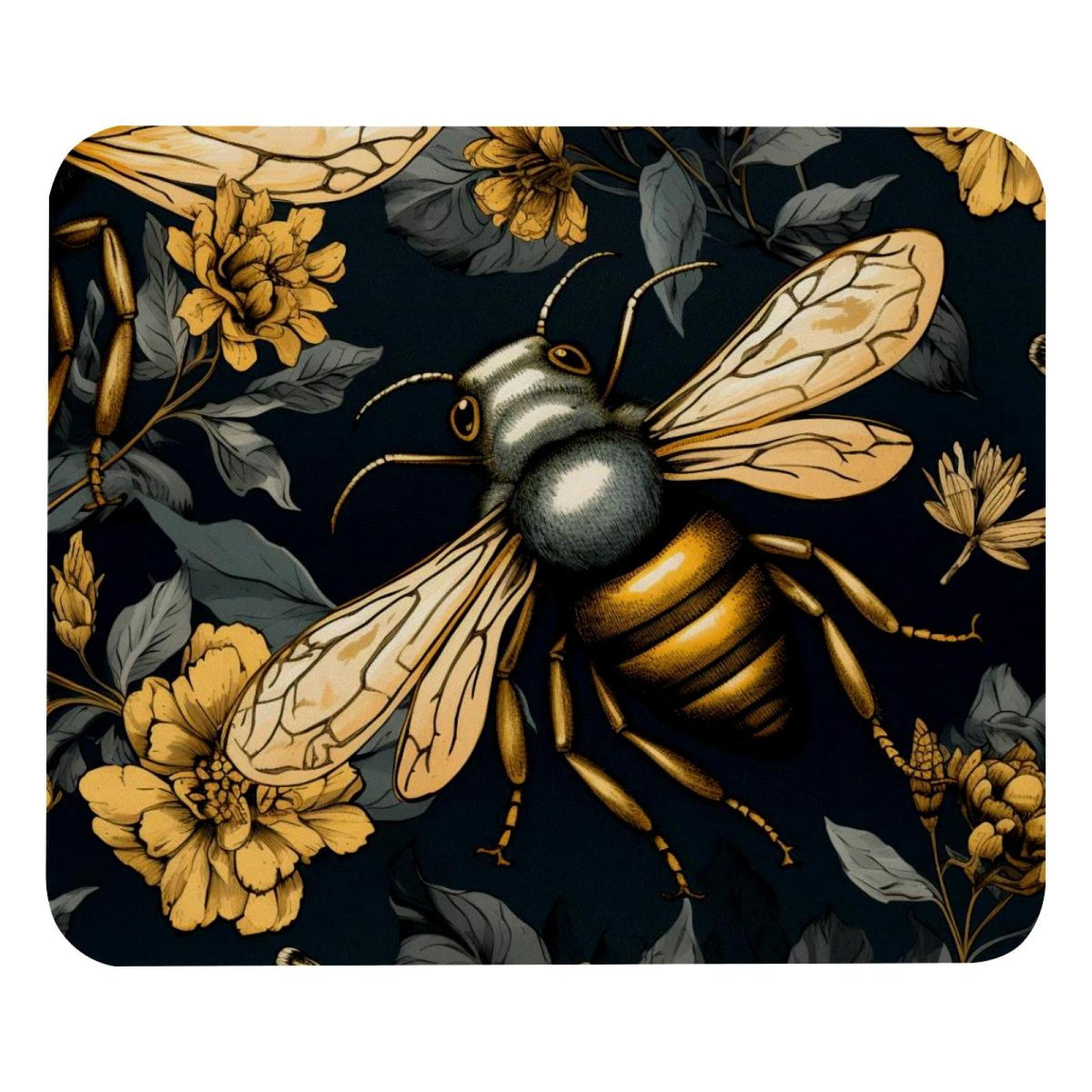 Gaming Mouse Pad, Honey Bees Flying on Blossom Flowers Prints Mouse Mat ...