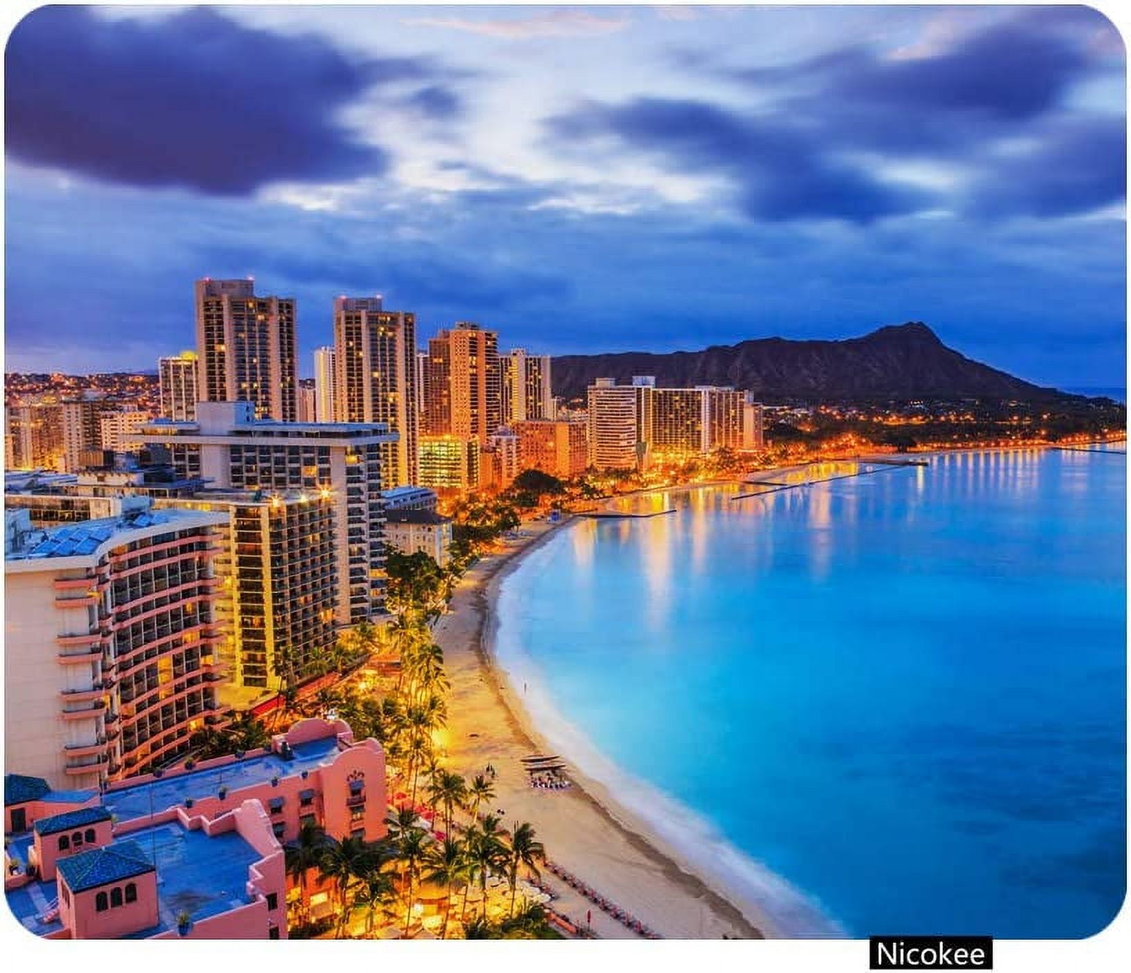 Gaming Mouse Pad Honolulu Hawaii Skyline of Diamond Head Volcano ...
