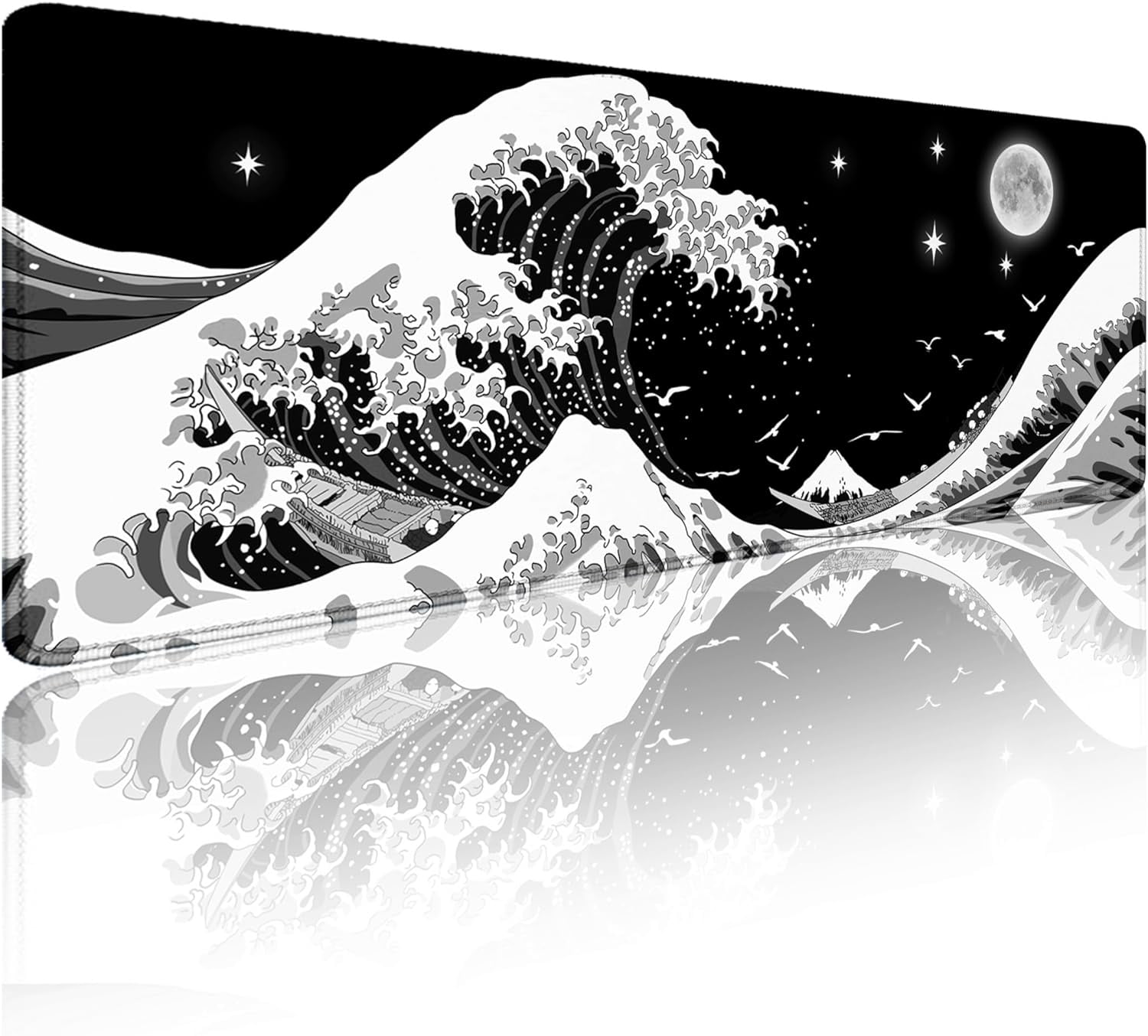 Gaming Mouse Pad Japanese Sea Wave Large XXL Mouse Pad Big Desk Pad ...