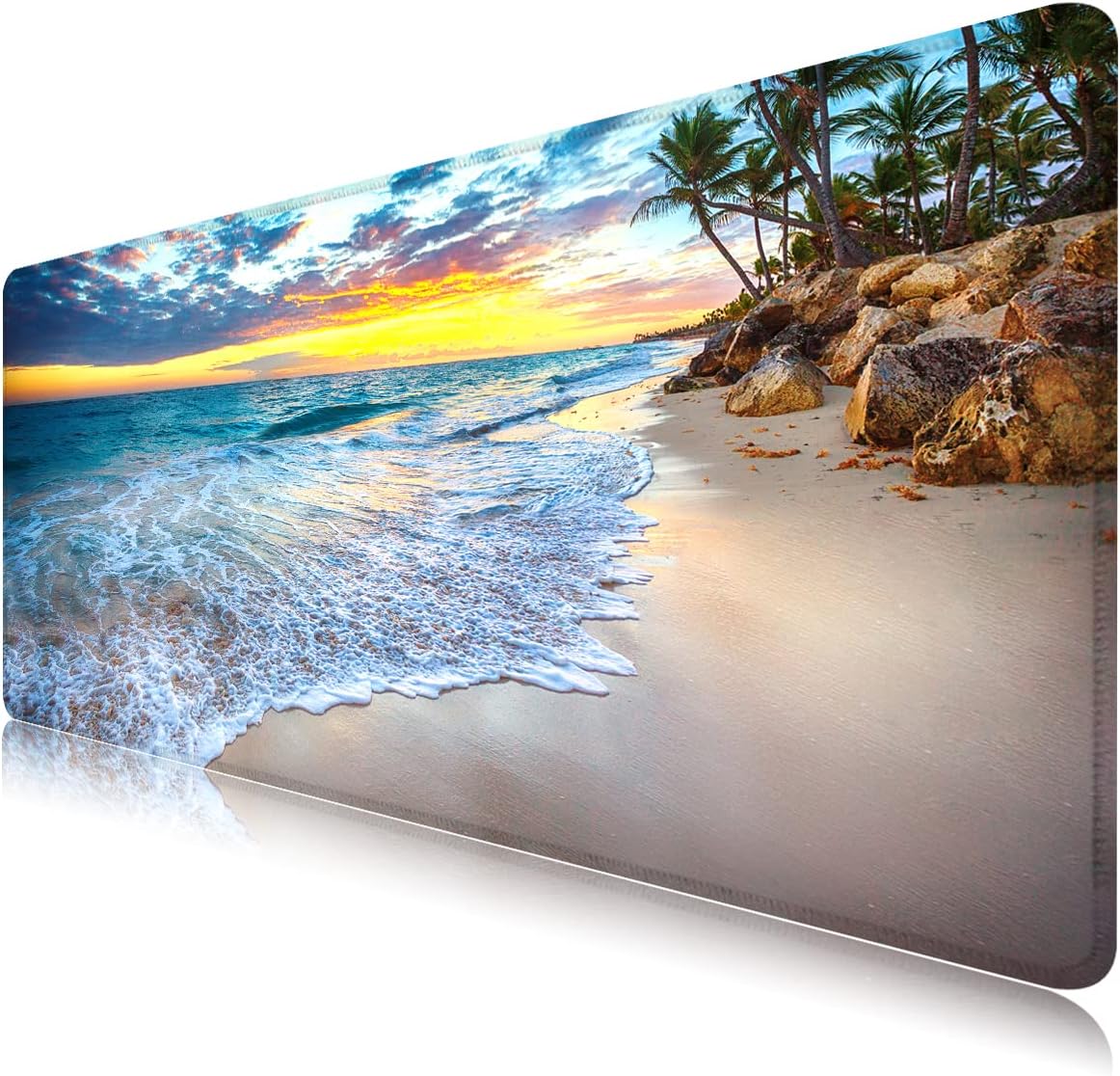 Gaming Mouse Pad Large Extended Keyboard Mouse Pad Beach Ocean 35.4x15 ...