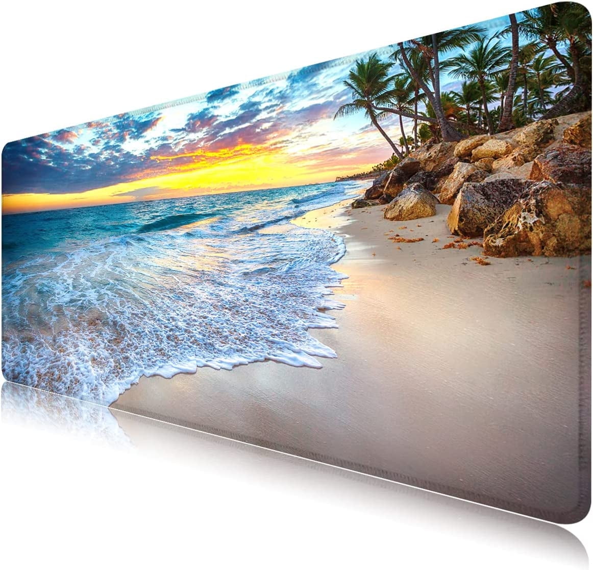 Gaming Mouse Pad Large Extended Keyboard Mouse Pad Beach Ocean 35.5x15 ...