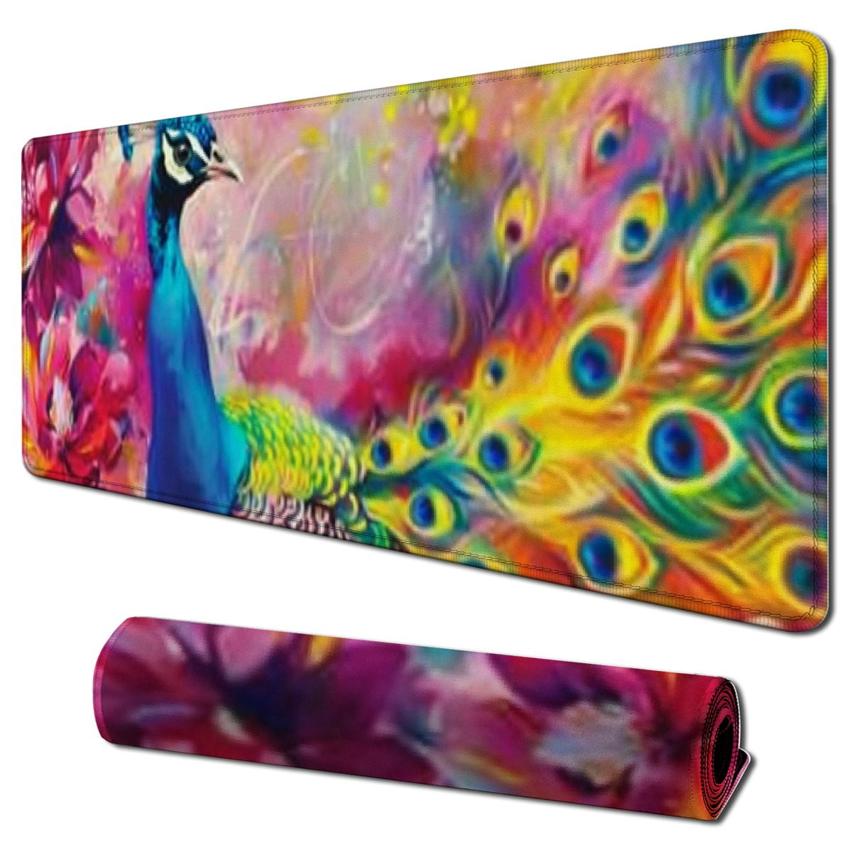 Gaming Mouse Pad Large Mousepad Aesthetic Colorful Animals Peacock Bird ...