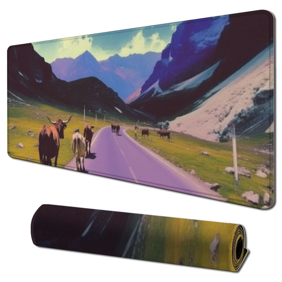 Gaming Mouse Pad Large Mousepad Aesthetic Mountain Animals Highland ...