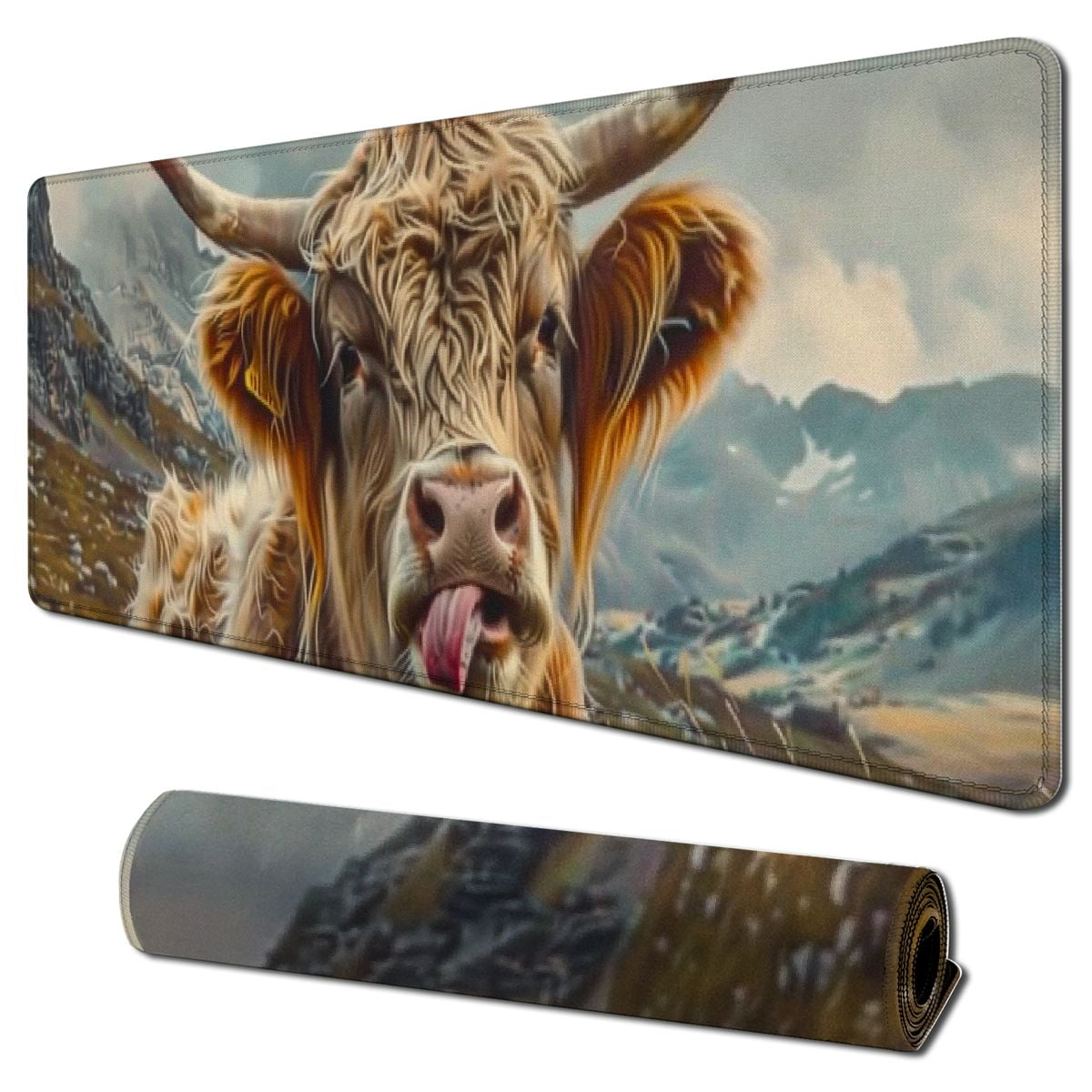Gaming Mouse Pad Large Mousepad Animals Funny Cute Highland Cattle Desk ...