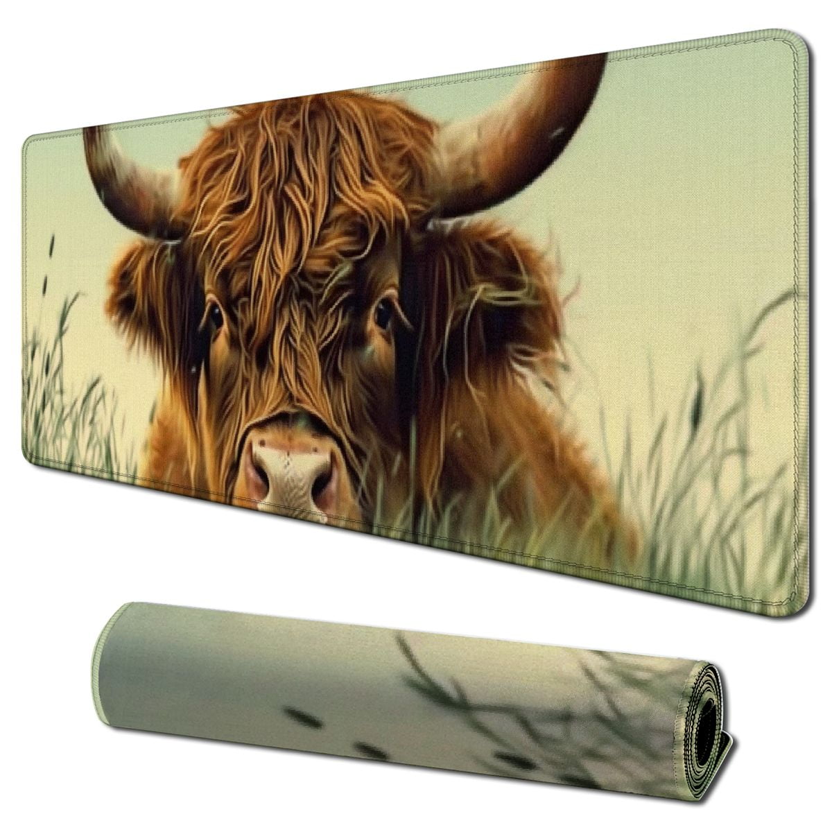 Gaming Mouse Pad Large Mousepad Cute Cartoon Animals Highland Cattle ...